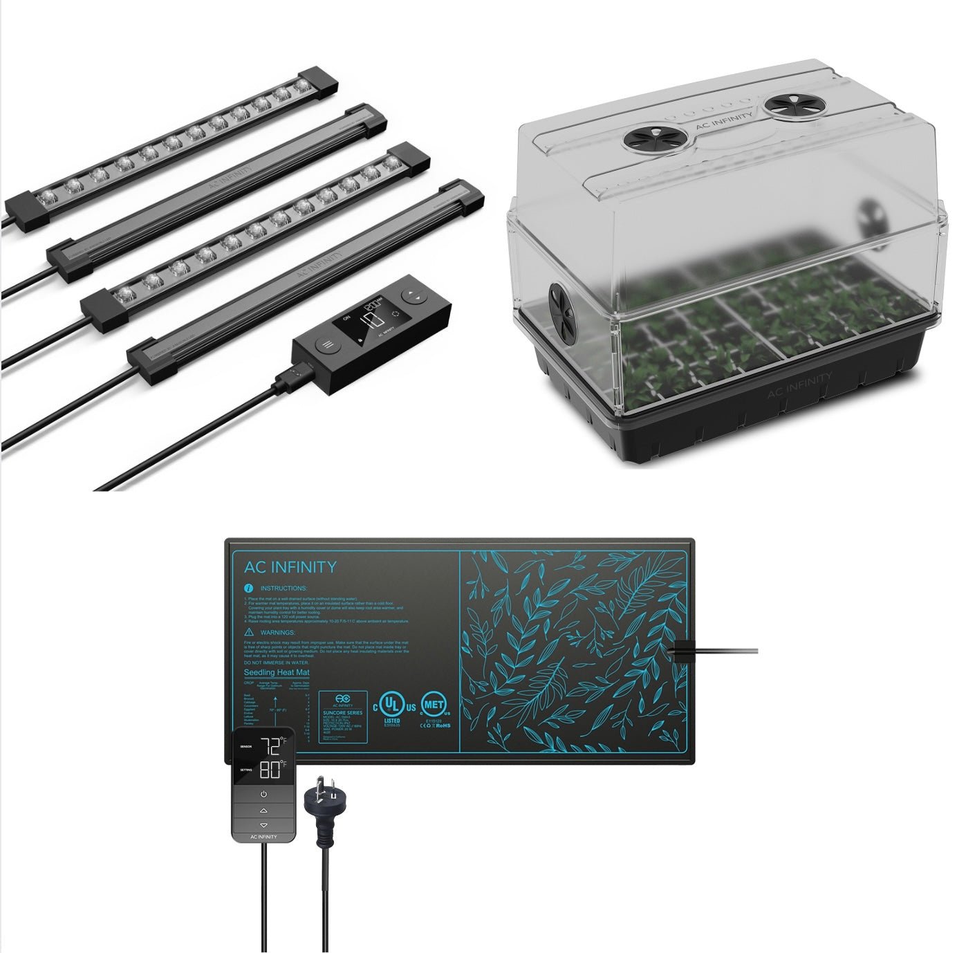 AC Infinity Propagation Kit with LED Grow Light & Heat Mat – Quick ...